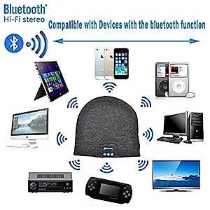 Wireless Bluetooth Beanie,Unisex Outdoor Sport Knit Hat with Stereo Speakers & Microphone