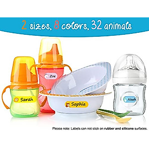 Baby Daycare Bottle Bag Labels, Self-Laminating, Waterproof Write-On Name Stickers, Assorted Sizes & Colors, Pack of 64