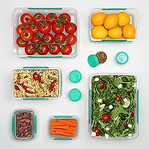 Sistema 10 Piece Food Storage Containers with Salad Dressing and Condiment Containers and Lids for Meal Prep, Dishwasher Safe, Clear/Green