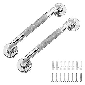 Bath Grab Bar Shower Handle Bath Grab Bar Handle With Anti Slip Grip 12inch/300 Mm 2 Pack 304 Stainless Steel Bathroom Grab Bar Shower Safety Handle For Bathtub Toilet Bathroom Kitchen Stairway H