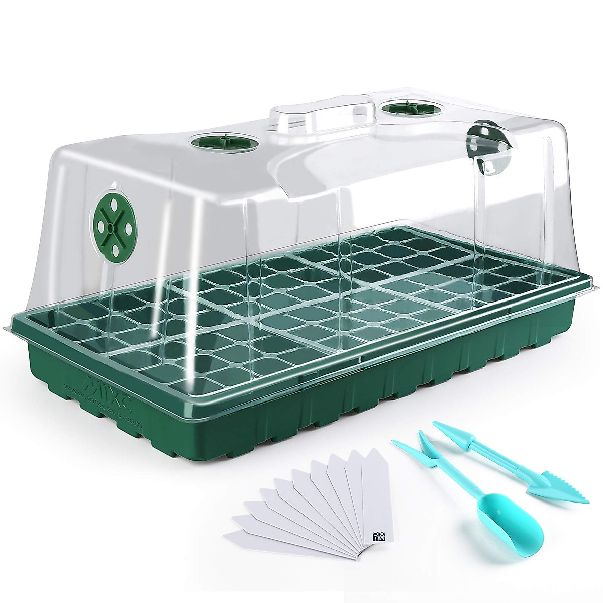 MIXC 5-Pack Strong Seed Starter Trays with Humidity Dome Plant Growing Tray Germination Seed Starting kit for Microgreens,Soil Blocks,Rockwool Cubes,Wheatgrass,Hydroponic,Fodder Systems, Heavy Duty