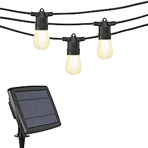 Beams S14 Bulb Solar LED Weatherproof Outdoor String Lights, 27 feet, Black