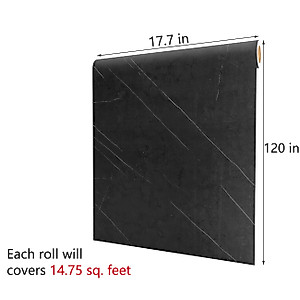 Decotalk Black Marble Contact Paper for Countertops Waterproof Vinyl Countertop Wallpaper Peel and Stick Marble Contact Paper for Kitchen Counter 17.7"x120" Black Contact Paper for Cabinets Decorative