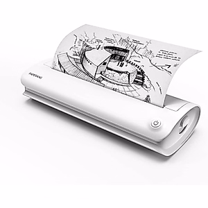 Wireless Bluetooth Portable Printer, 300dpi A4 Thermal Printer, Paperang Go Travel Printer, Supports 4/8 inch Inkless Printing for Design Sketches, Invoices, Service Reports, and More - White