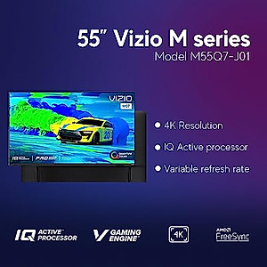 VIZIO 55-Inch Class M-Series Quantum Pro 4K QLED 60Hz Smart TV, Dolby Vision, HDR10+, Apple Airplay and Chromecast Built-in + Free Wall Mount (No Stands) - M55Q6-J01 (Renewed)