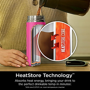 Ninja, Travel Mug, Sip Perfect 16oz, Brings Hot Drinks to Sippable Temperature in Minutes, Stainless Steel, Leak Proof, Dishwasher Safe, Metal, Insulated Tumbler, Fuchsia Pink, DW1603BP