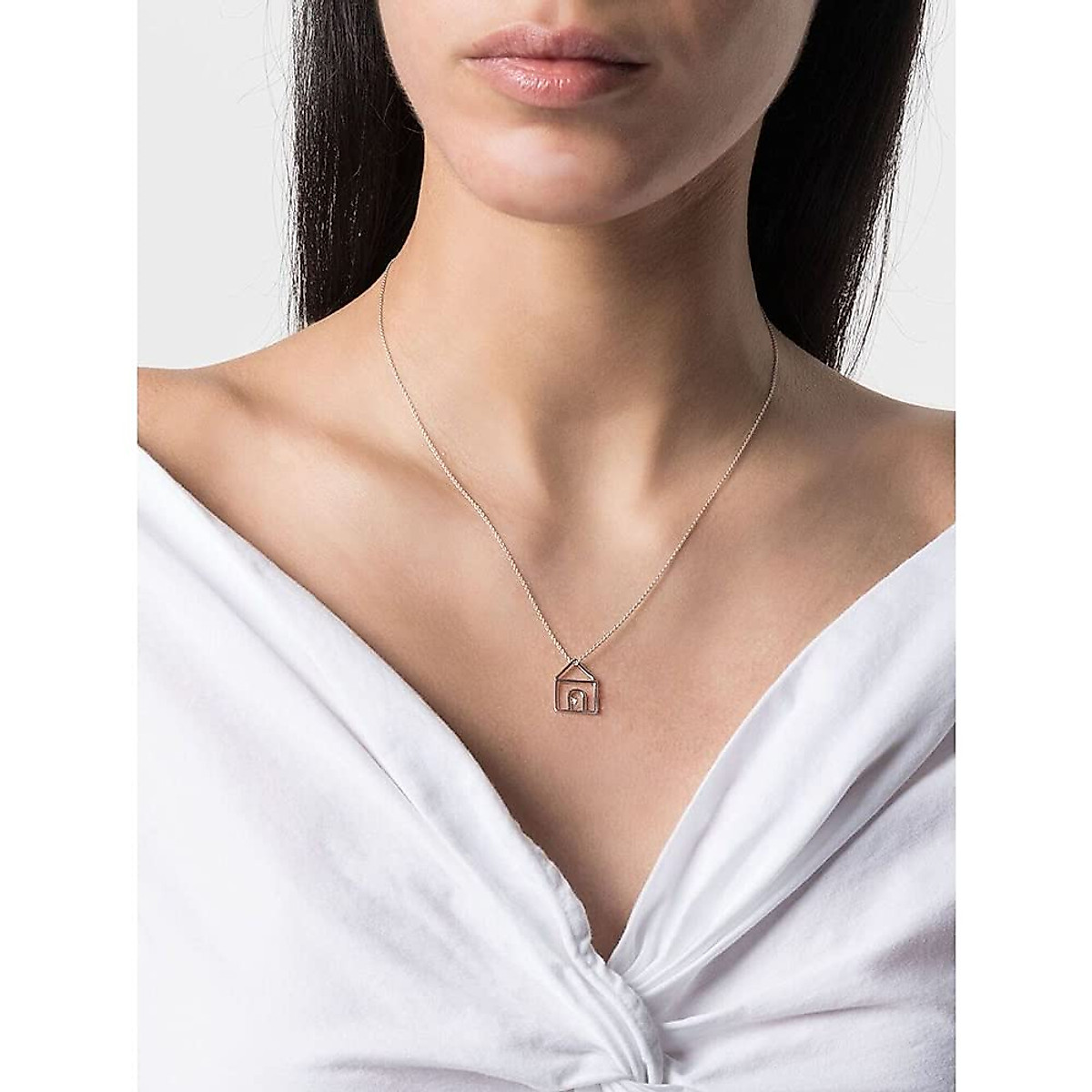 Cute House Pendant Necklace for Women Girls 925 Sterling Silver Cubic Zirconia Charm Home Warm Family Adjustable Choker Chain Hypoallergenic Delicate Lucky Birthday Promise Christmas Jewelry Gift