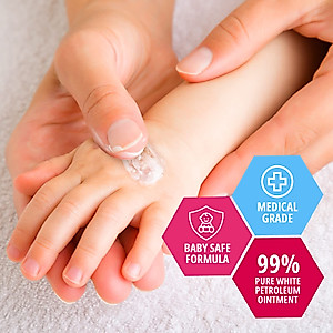 MED PRIDE Petroleum Jelly With Fresh Baby Scent - Skin Protectant For Dry Skin, Rashes, Minor Burns & Wounds- Powerful Moisturizer For Chapped Lips, Dry Hands, Chaffed Skin & Diaper Rash- 8oz [Blue]