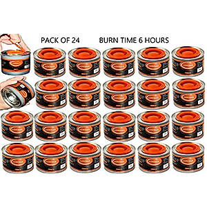 24 pc 6 Hour Liquid Cooking Chafing Dish Fuel Cans, Food Warmer Heat for Buffet Burners, Parties, Weddings, Banquets, Catering Events, Bulk, Easy to Open, Resealable Covers