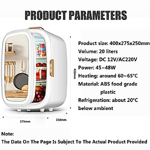 WESTN 20L Mini Fridge, Portable Skincare Beauty Fridge with LED Makeup Mirror (3 Level Brightness), Multifunctional Dual Purpose, for Food, Drinks, Skin Care, Beauty