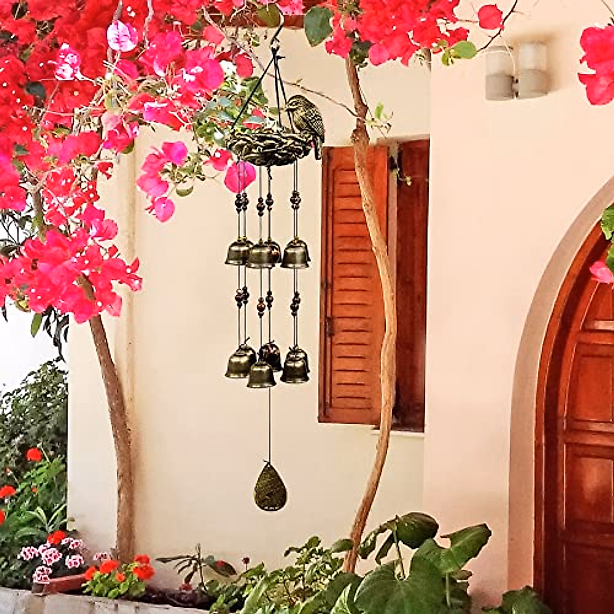 Monsiter QE Wind Chimes Bird Nest Wind Chime with 12 Bells 3 Hook Outdoor Clearance Windchimes for Mom Grandma Women’s Gift,Memorial Wind Chimes for Outside Deep Tone Patio Porch Garden Backyard Decor