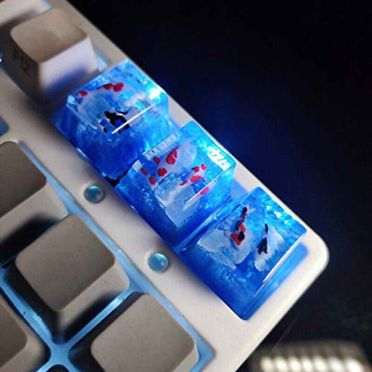 Resin Keycaps, Handmade Resin Keycap Koi Fish Backlit Resin Spacebar Keycap for Cherry MX RGB Switch Gaming Mechanical Keyboards DIY Replace