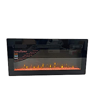 Tiara Innoflame Fireplace Electric 36" Flat Front Crystal Ember Bed w/Remote Control (Black)