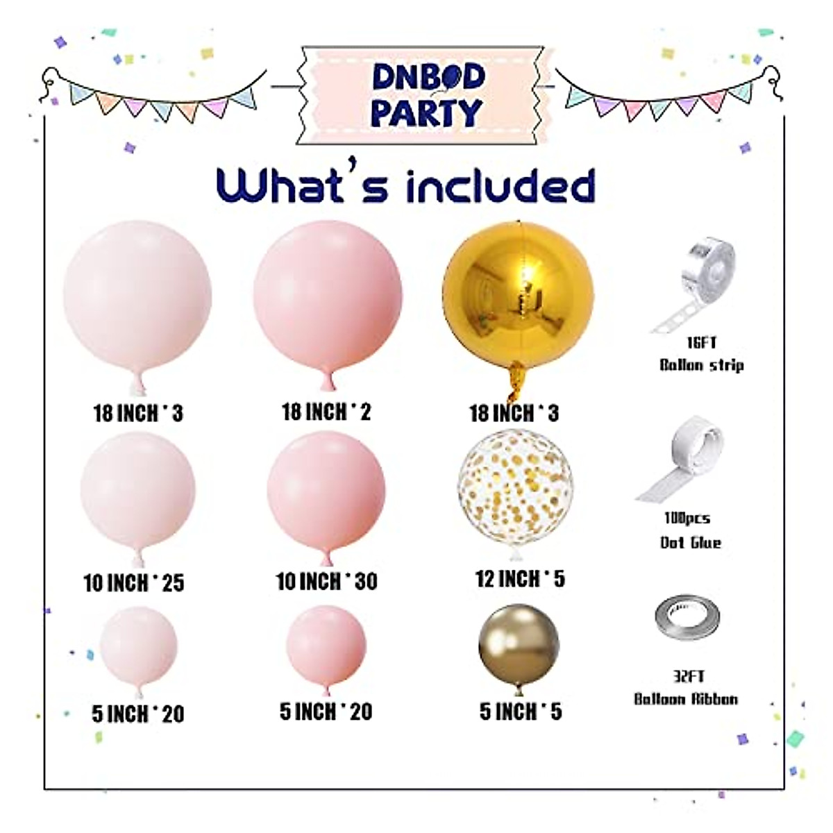 116Pcs Pink Gold Balloons Garland Arch Kit,Double-Stuffed Macaron Pink Balloon & Gold Confetti with 4D Globos Foil Balloons for Baby Shower Girls Birthday Party Wedding Bridal Decor