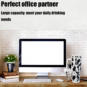 QEAGVJ 40oz Cow print Insulated Tumbler With Lid and Straws,Stainless Steel Coffee Tumbler with handle,Double Vacuum Leak Proof Travel Mug Coffee Mug Cup Water Bottle For Home, Office, Party…