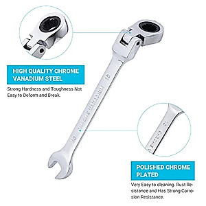 B4B BANG 4 BUCK 10mm Ratcheting Combination Wrench,Metric Flex Head Ratcheting Wrench Spanner with 72 Tooth and 5° Movement Chrome Vanadium Steel Gear Wrench