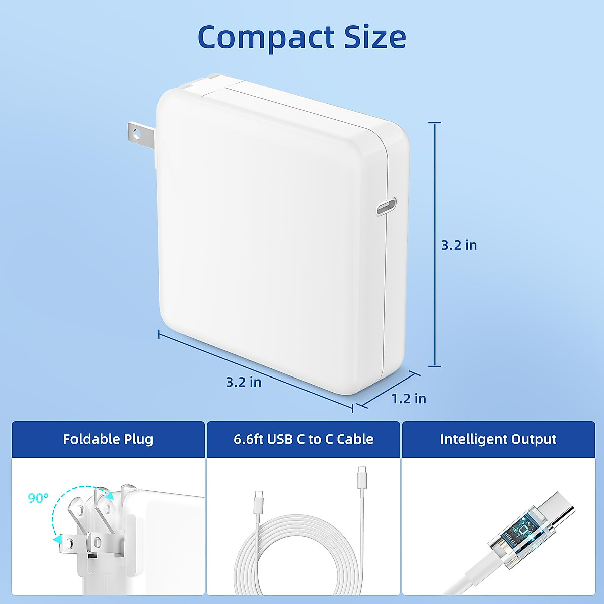 Mac Book Pro Charger - 160W USB C Fast Charger Power Adapter Compatible with New MacBook Air 13 Inch & MacBook Pro 16, 15, 14, 13 Inch 2021 2020 2019 2018, 6.6ft USB C to C Charge Cable