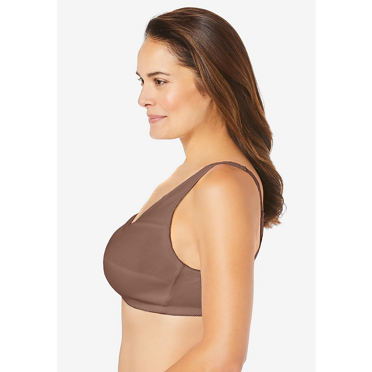 Comfort Choice Women's Plus Size 3-Pack Front-Close Cotton Wireless Bra - 40 C, Mocha Assorted