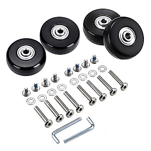 OwnMy 43mm x 18mm Luggage Suitcase Replacement Wheels, Rubber Swivel Caster Wheels Bearings Repair Kits, A Set of 4