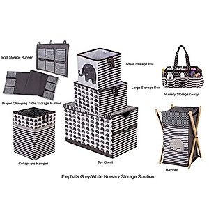 Bacati Elephants Unisex Fabric Storage Toy Chest to Keep Your Childs Room Organized, Grey