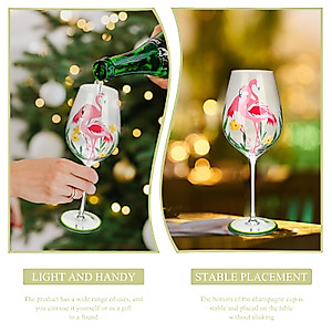 Flamingo Painted Wine Glasses Hand- Painted Wine Cup Glass Drinking Cup Juice Goblets Beverage Milk Shake Glasses Cup Birthday Gift for Friends Sangria Glasses