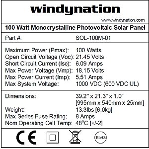 WindyNation 200 Watt Monocrystalline Solar Panel Off-Grid Kit with LCD PWM Charge Controller + Solar Cable + Connectors + Mounting Brackets