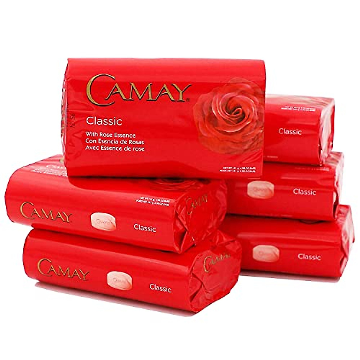 Camay Classic Bar Soap, Rose Essence, 6-Pack of 98 Oz Each Soap, 6 Bar Soaps.