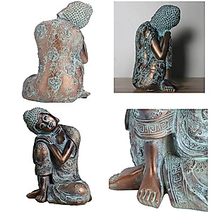Haytijoe Resin Bronze Sleeping Buddha Statue Crafts Southeast Asia Style Antique Buddha Sculpture Decor for Home Office, 9.1" Tall(Sleeping Buddha)