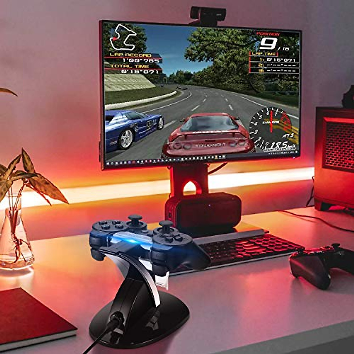 TNP PS3 Controller Charger Stand for Sony Playstation 3 Controller Dualshock 3 Charging, 2 Tier Docking Station Stand and 2 USB PS3 Cable Compatible Ports with LED Indicators, Slim Black