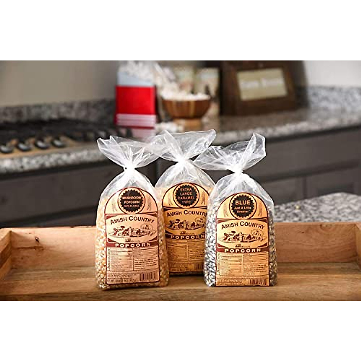 Amish Country Popcorn | 3-2 lb Bags | 2 lbs Mushroom - 2 lbs Extra Large Caramel Type - 2 lbs Blue Popcorn Kernels | Old Fashioned, Non-GMO and Gluten Free (3-2 lb Bags)
