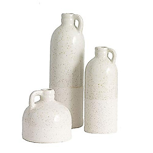 Sullivans Modern Farmhouse Small Decorative Ceramic Jug Vase Set of 3, Room Décor Accents, Rustic Home Décor, Small Shelf Vases, Faux Flower Vases, Cottagecore Decor (CM2875)