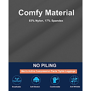 Dark Grey Men's Compression Pants Tights Leggings Sports Baselayer Athletic Tights for Running Football Basketball XL