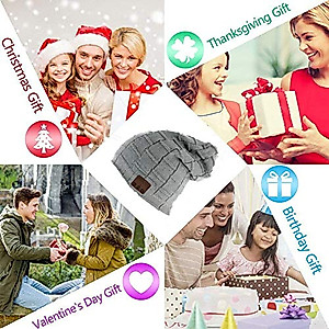 BearsFire Wireless Beanie Hat Headphone Stereo Speaker Mic Hands-Free Earphones Cap Unisex Winter Warm Thick Skull Knit Music Hat Gifts for Men Women Boys Girls Running Ourdoor Sports Gray