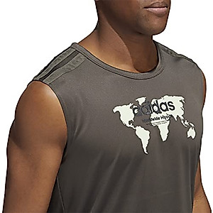 adidas Men's Wide Hoops All World Tank, Utility Grey, Small