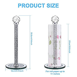Paper Towel Holder, Glass Paper Towel Holder Stand, Towel Tissue Roll Countertop, Sparkly Crystal Paper Towel Roll Holder for Kitchen, Bathroom, Bedroom, Office