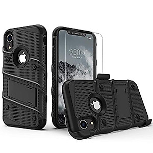 ZIZO Bolt Series for iPhone XR Case with Screen Protector Kickstand Holster Lanyard - Black
