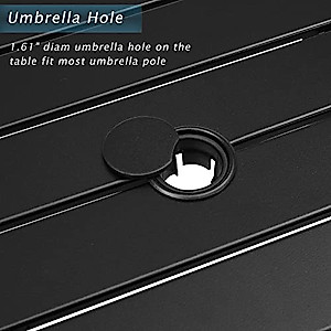 LOKATSE HOME 37" x 37" Patio Dining Table Square Outdoor Metal Steel Frame with Umbrella Hole, Black