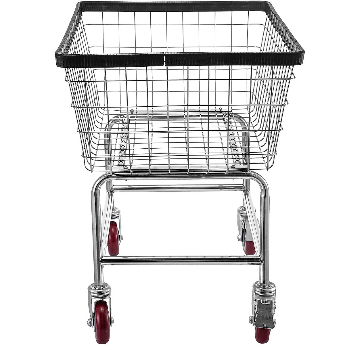 Wire Laundry Cart Wire Laundry Basket 2.2 Bushel Heavy Duty w/ 5'' Wheels