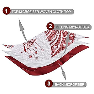 Christmas Tree Elk Quilt Set - 3PCs Soft Microfiber Lightweight Quilt Set Bedspread with 2 Pillowcases for Kids Teens Adults, Queen Size 90" x 96