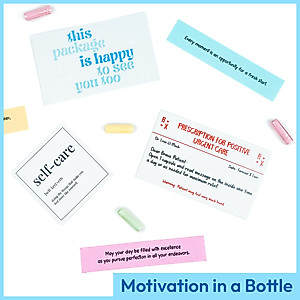 50 Pre-Written Positive Messages in a Bottle, Adult Stress Relief Gifts, Christmas Gifts, Affirmation Gifts for Women, Thanksgiving Gifts, Self Care Kit Mediation, Unique Health Wellness Gifts