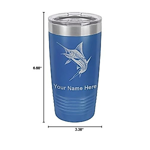 LaserGram 20oz Vacuum Insulated Tumbler Mug, Marlin Fish, Personalized Engraving Included (Dark Blue)