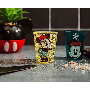 Silver Buffalo Disney Vintage Minnie Mouse 4 Pack Mini Glasses Set, 1.5 Ounce