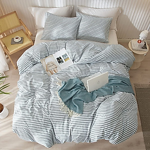 EAVD Duvet Cover Twin Grey Striped Duvet Cover Soft Microfiber Classic Striped Geometric Bedding Set with 2 Pillowcases Reversible Modern Grey Striped Comforter Cover with Zipper Closure