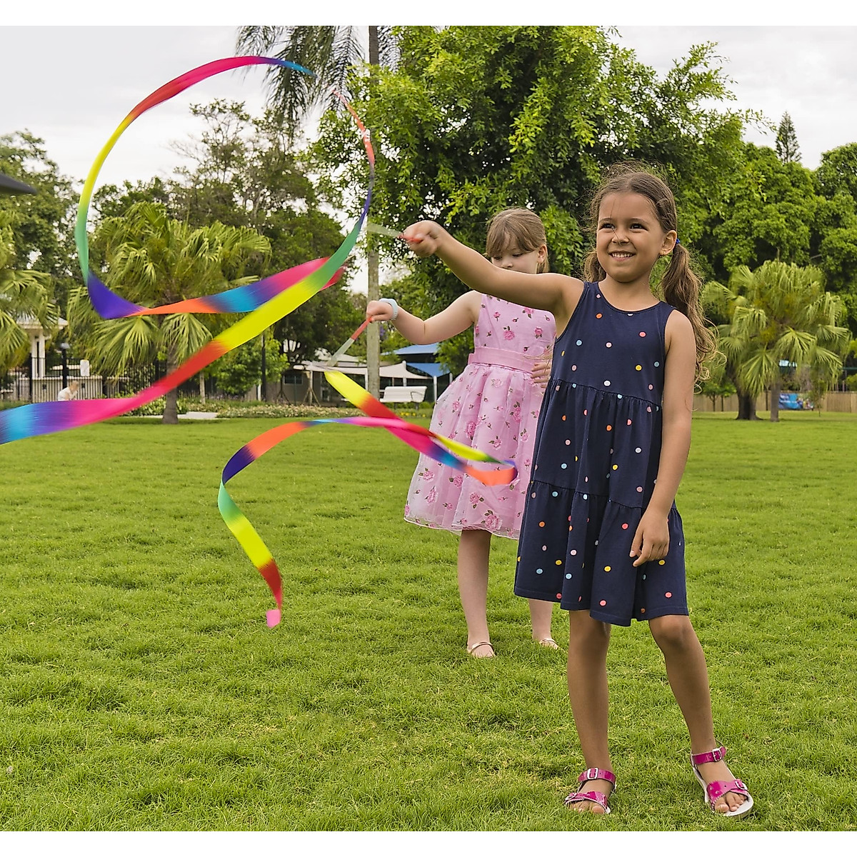 dervea 20 Pack Ribbon Dancing Wands Party Favors for Kids, Rainbow Birthday Decorations, Princess Party Supplies, Girls Party Games, Gymnastics Goody Bag Stuffers (Rainbow)