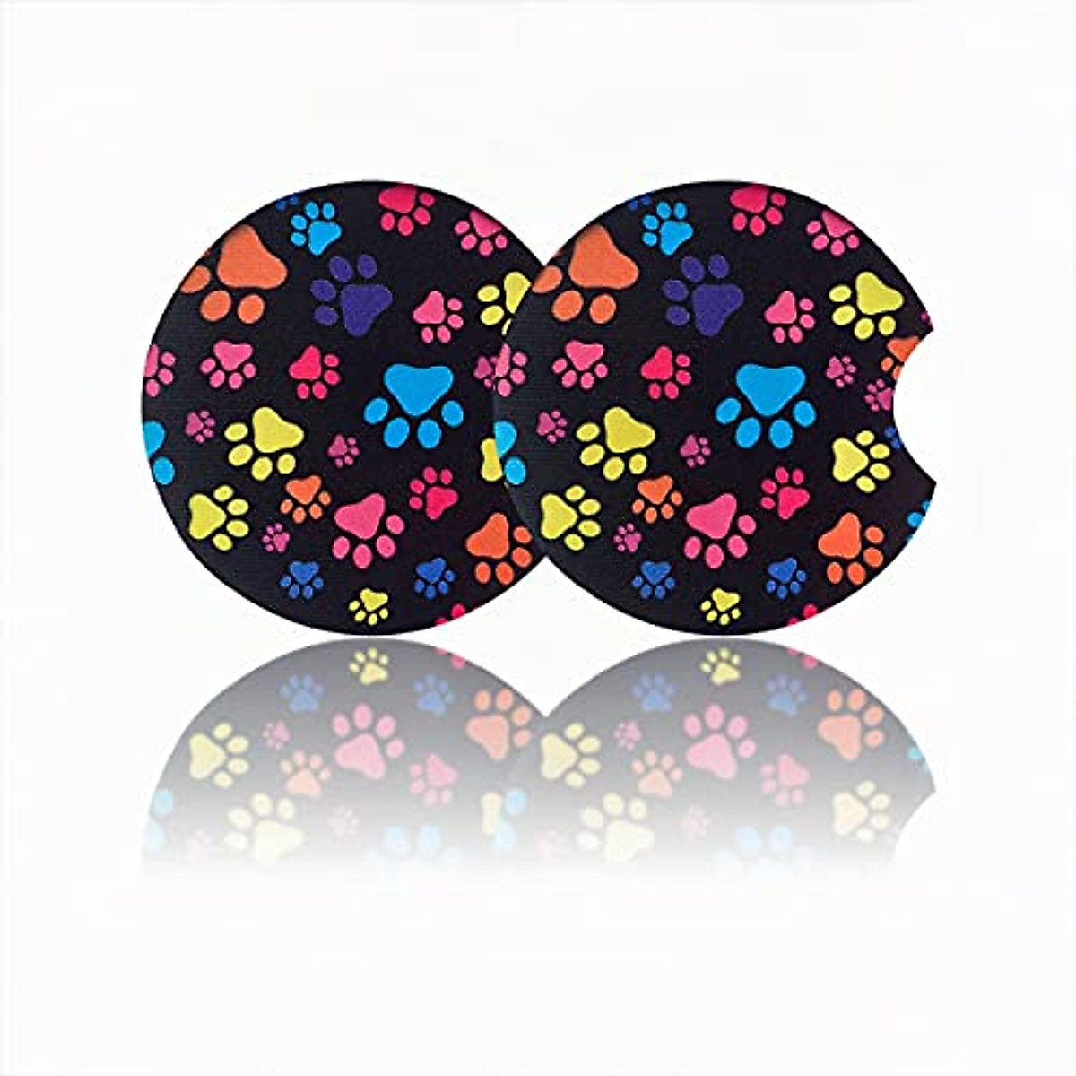 LHYDAOOQ Dog Paw Print Car Coasters, Car Coasters for Cup Holders 2 Pack Paw Print Car Insert Coasters, Car Cup Holder Coasters 2.75 Inch, Car Coasters for Women.