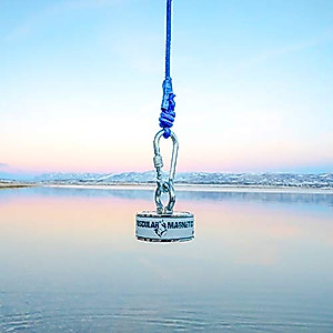 1225lb Double Sided Fishing Magnet Bundle Pack - Includes 6mm 100ft High Strength Nylon Rope with Carabiner, Non-Slip Nylon Gloves, Threadlocker, Grappling Hook & Tape (Complete Kit)