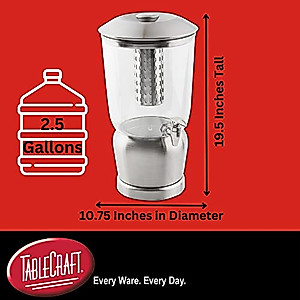 Tablecraft 2.5 Gallon Drink Dispenser with Fruit Infuser & Stand | BPA Free | Tritan Stainless Steel | Cold Beverage Dispenser for Catering, Buffet or Home Use (75)