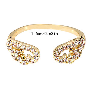 Dark Rings Fashionable Copper Ring with Diamond Ring On Wing Wedding Ring for Female (Silver, One Size)