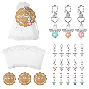 GWHOLE 36 Set Angel Keychains, Baby Shower Favors for Guests, Baby Shower Thank You Gifts, Return Gift with Organza Bag and Tag for Baptisms Weddings Bridal Shower Community Events