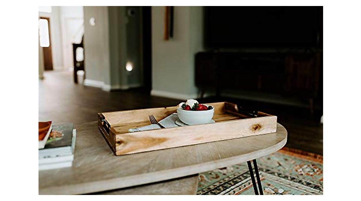 Villa Acacia Large Wooden Serving Tray 24 Inch with Handles